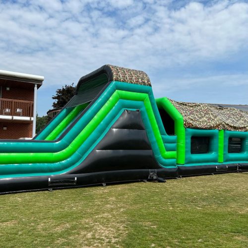 Green Giant 70ft assault course inflatable assault- course hire